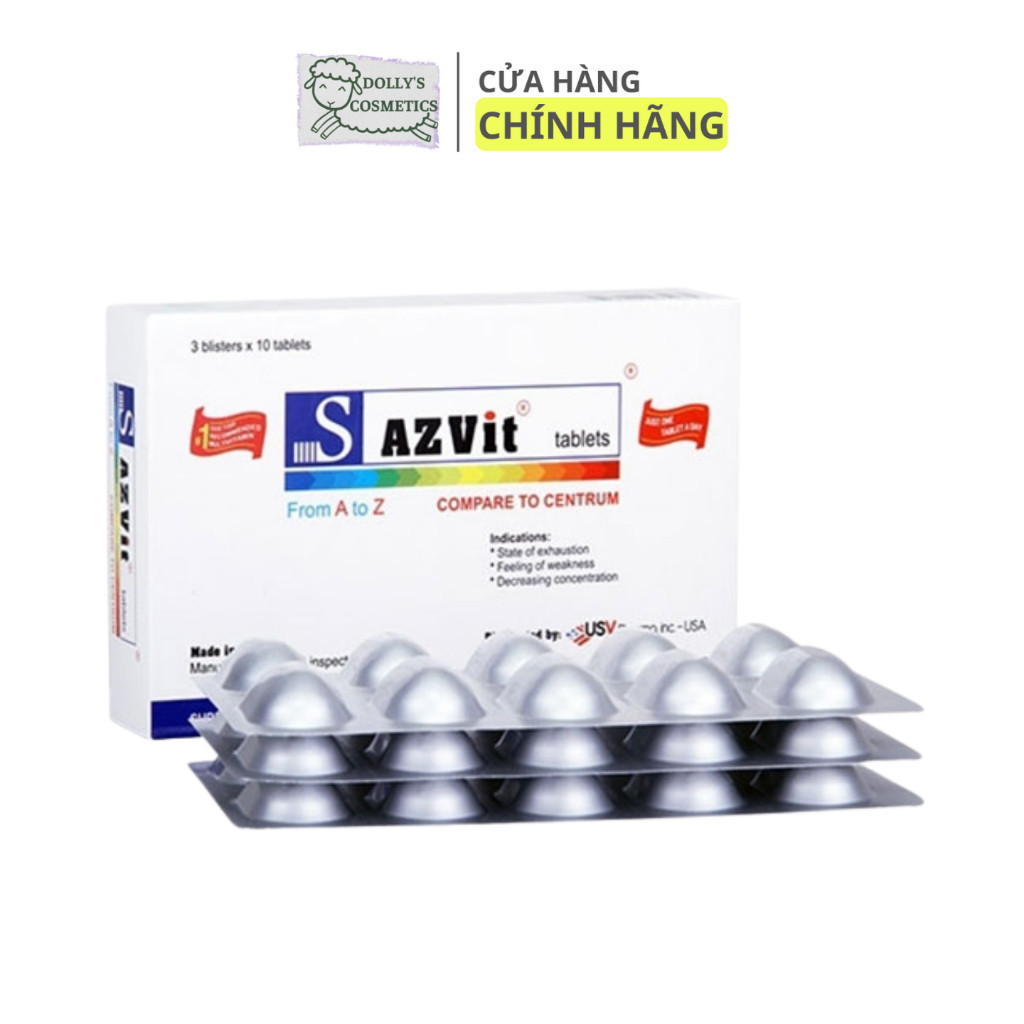 Viên uống Kẽm Giảm Nhờn Ngừa Mụn S-AZVit USA 33 Loại Vitamin Tổng Hợp ...