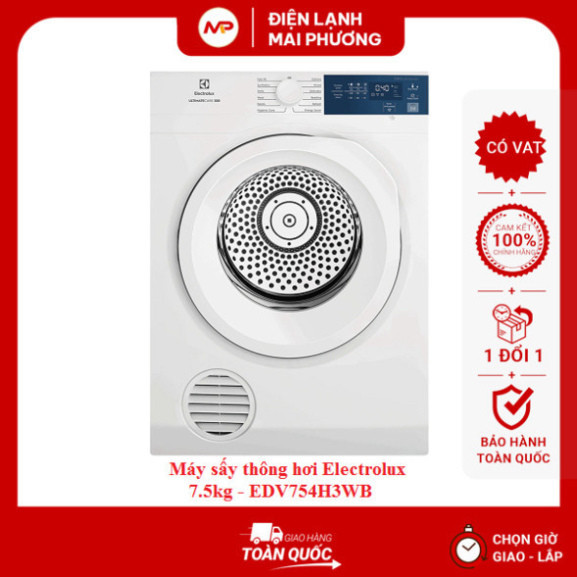 Máy sấy thông hơi Electrolux 7.5 kg EDV754H3WB - Hàng chính hãng (Bảo ...
