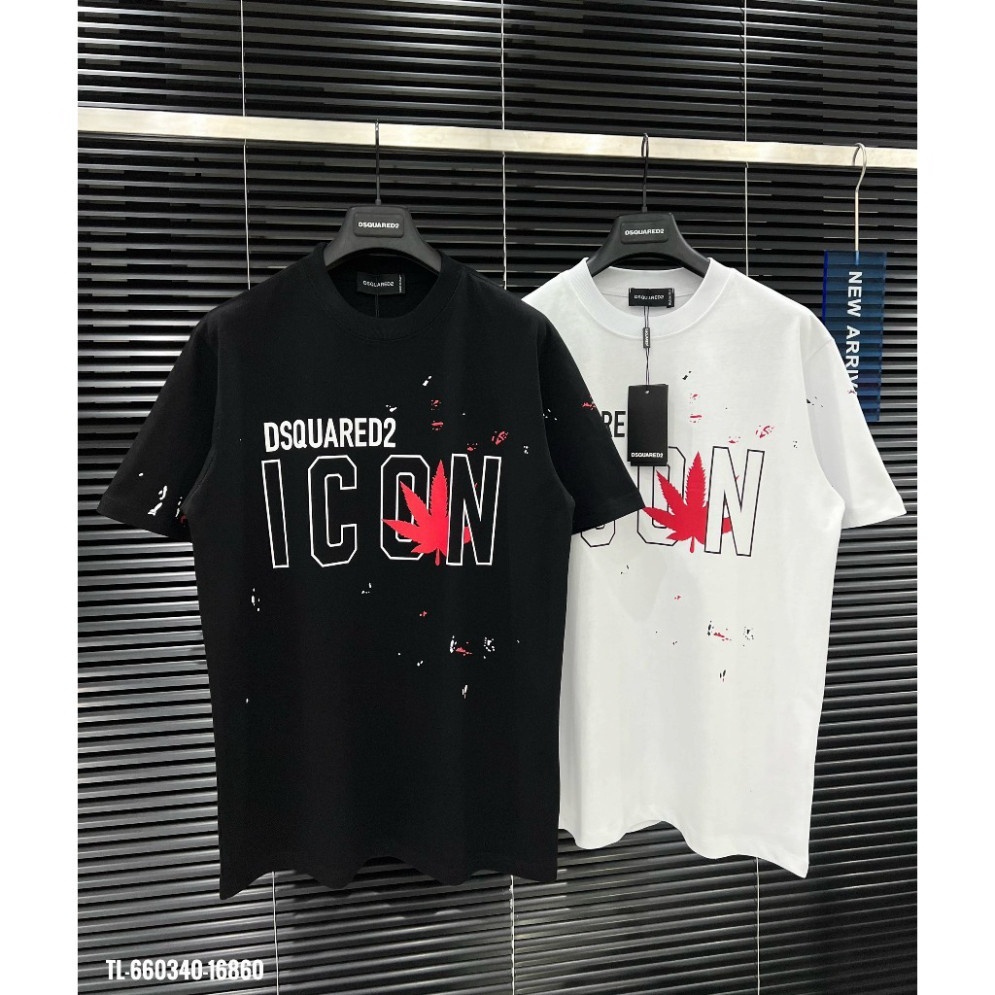 Áo Thun DSQ ICON Phối In Hinh Lá Màu Đỏ. Áo Phông Nam Nữ Dsquared2 Form Dáng Unisex Dành Cho Các ...