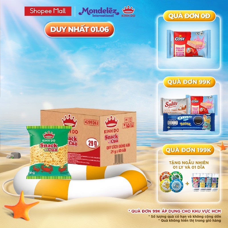 Bánh snack cua Kinh Đô, 1 thùng 60 gói x 29g | Shopee Việt Nam