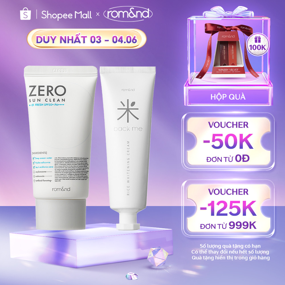 Combo Kem dưỡng trắng da Romand Back Me Tone Up Cream 50ml + Kem chống ...