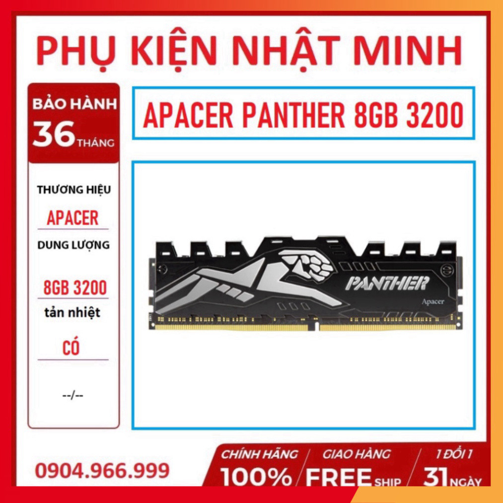 Ram PC Siêu rẻ APACER PANTHER 8GB - 16GB 3200 tản nhiệt siêu đẹp chính ...