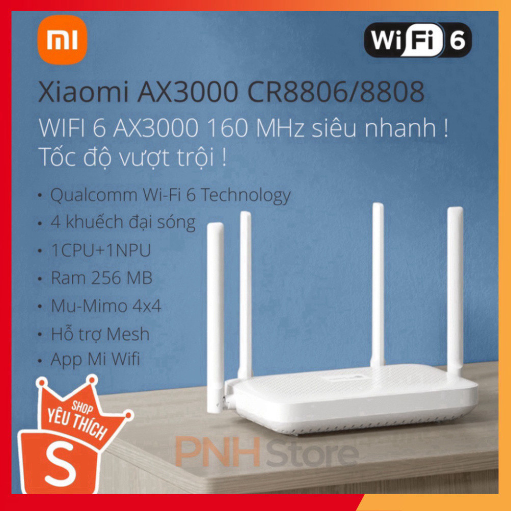 BH 12 Tháng-Router Wifi Xiaomi AX3000 CR8806/8808 (Mẫu 2022) Chuẩn WIFI 6 Hỗ trợ Mesh & AX1800 ...