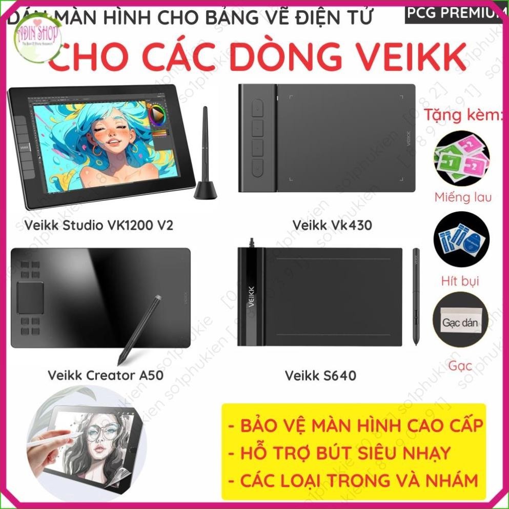 Dán màn hình bảng vẽ điện tử Veikk S640/ VK430/ Creator A50/ Studio ...