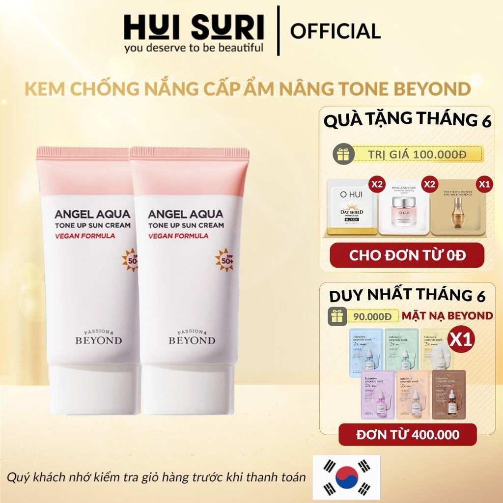 Kem chống nắng cấp ẩm nâng tone Beyond Angel Aqua Tone-up Suncream 50ml - Huisuri Official ...