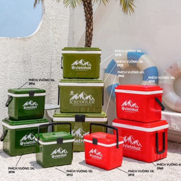 Thùng đá giữ nhiệt, Phích đá vuông 13L,16L,24L,38L,60L nhựa Việt Nhật, giữ nhiệt lâu | Shopee ...