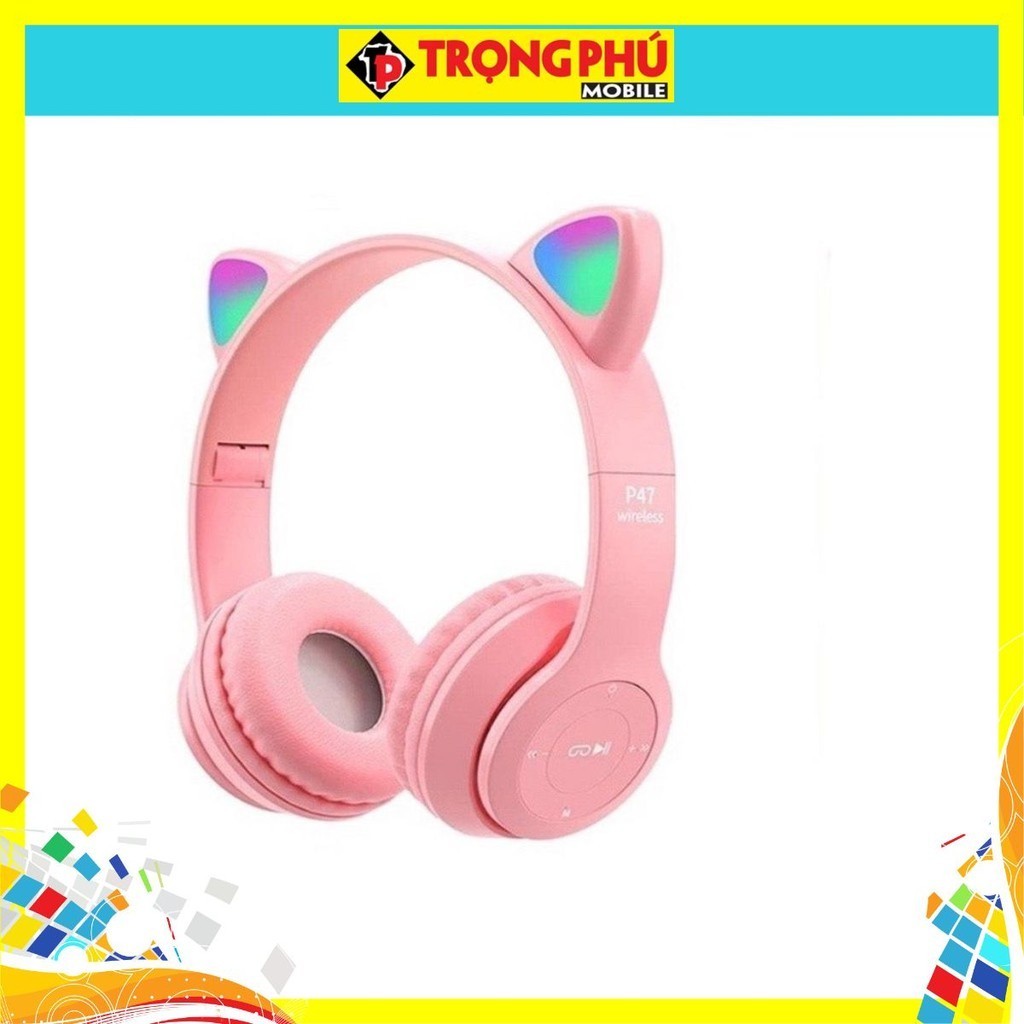 Tai chụp bluetooth MZ- P47 tai mèo, có thể dùng cho mọi dòng điện thoại ...