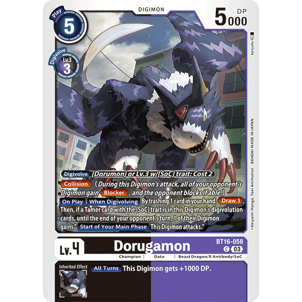 Thẻ bài Digimon BT16-058 - Dorugamon - Digimon - Common | Shopee Việt Nam