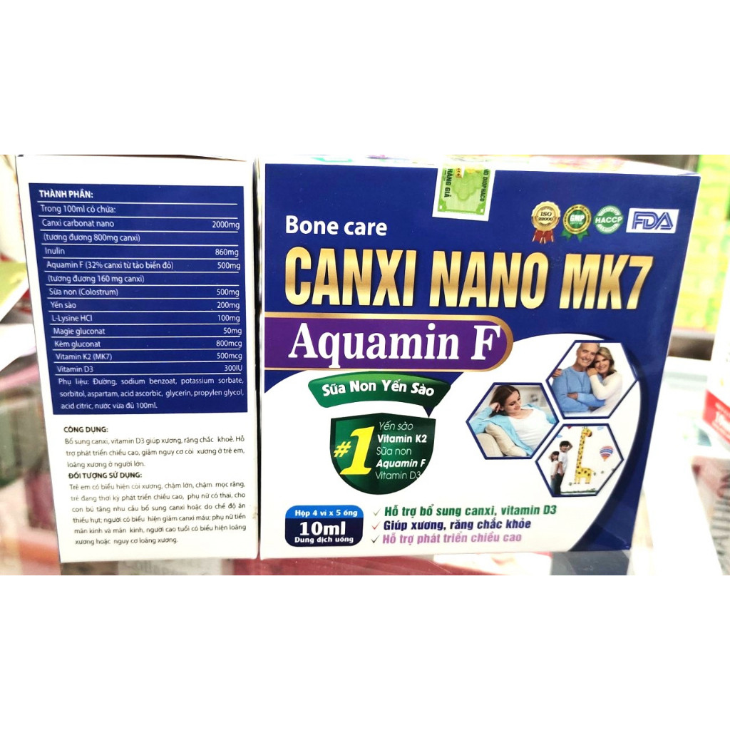Canxi nano Mk7 Aquamin F caphát triển chiều cao, ăn ngon, xương chắc khoẻ chống còi xương, loãng ...