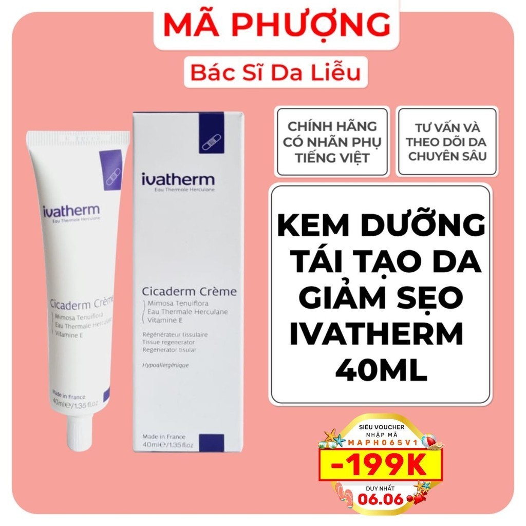 Kem dưỡng phục hồi da giảm sẹo IVATHERM Cicaderm Creme 40ml - Hàng ...