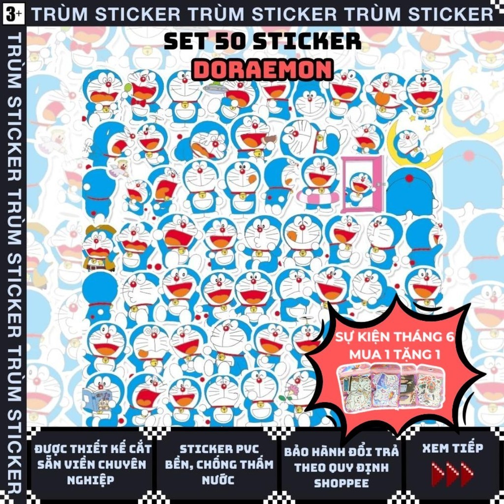 Set 50 Stickers, Hình Dán DORAEMON movie, animal cute - Trang Trí ...