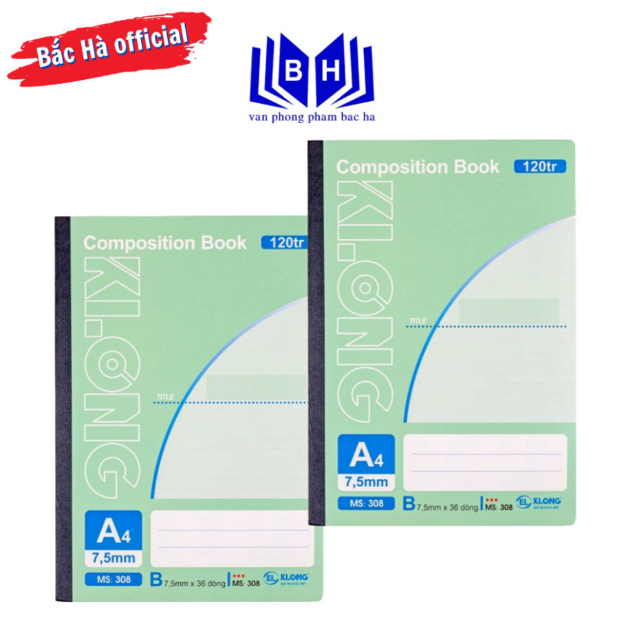 Sổ A4 kẻ ngang 120 trang Klong MS308, Sổ may dán gáy 120 trang A4 Klong ...