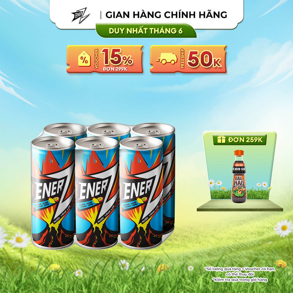 Nước Tăng Lực EnerZ vị Xoài Chanh Dây - Lốc 6 Lon x 320ml | Shopee Việt Nam