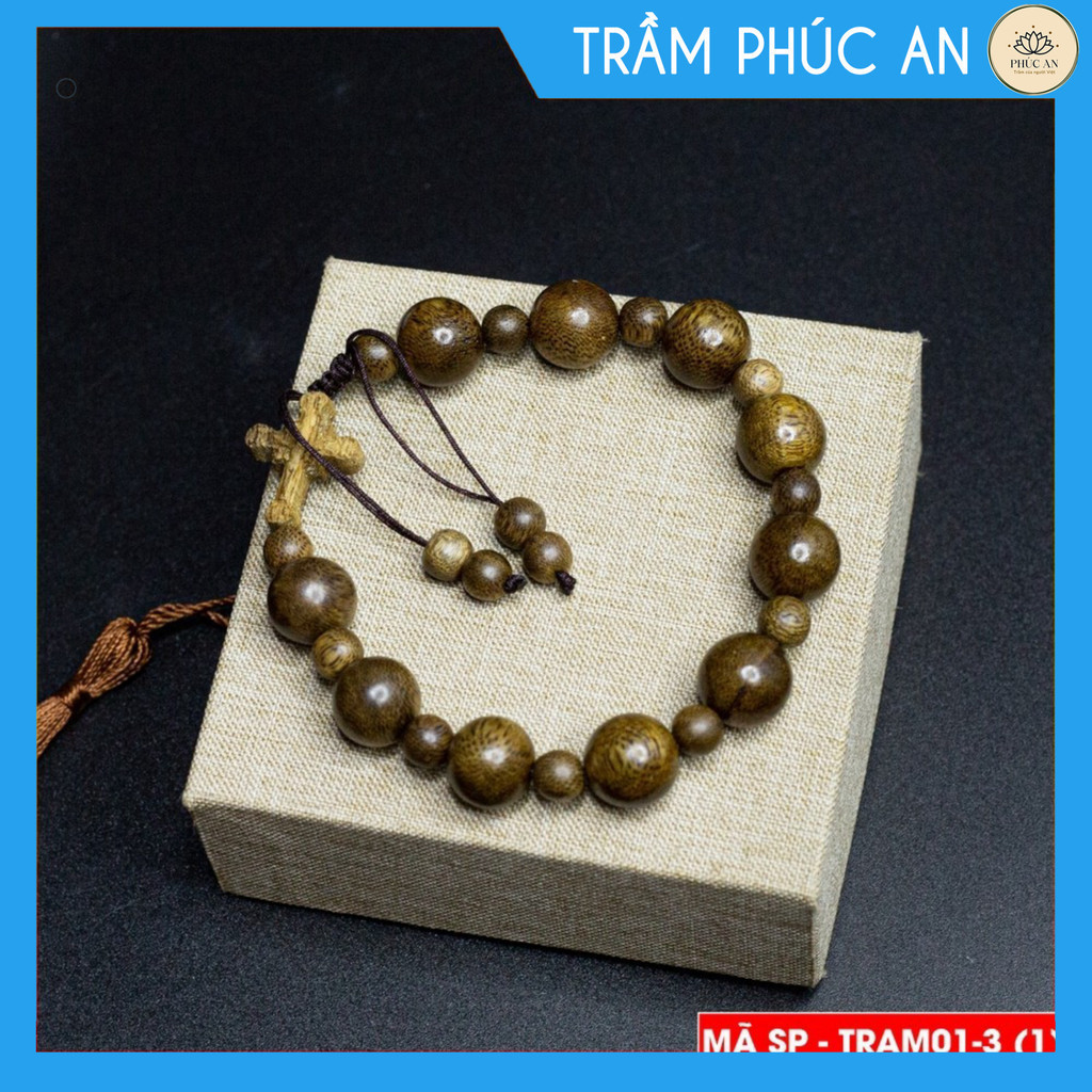Vòng Mân Côi trầm hương 10ly 12ly 14ly TRAM01-3 - Tràng hạt gỗ trầm tốc ...