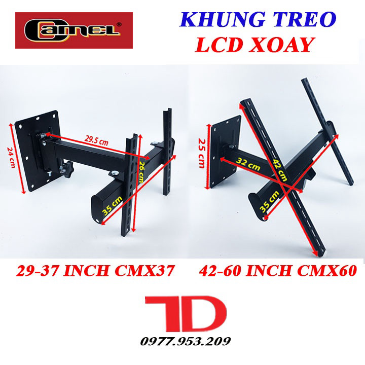 Khung treo tivi LCD cao cấp xoay 29-37 inch và 42-60 inch Camel CMX37 CMX60, giá đỡ tivi treo ...