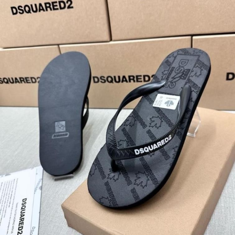 Dép tông nam nữ DSQ đế cao su ép xốp dập vân chữ lá phong monogram quai ...