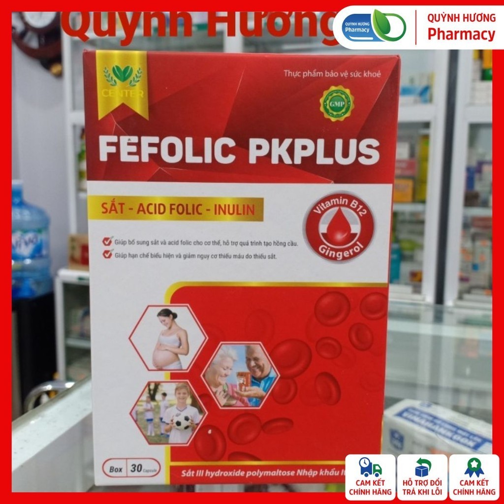 [ HỘP 30 VIÊN ] Viên uống FEFOLIC PKPLUS bổ sung vitamin khoáng chất ...