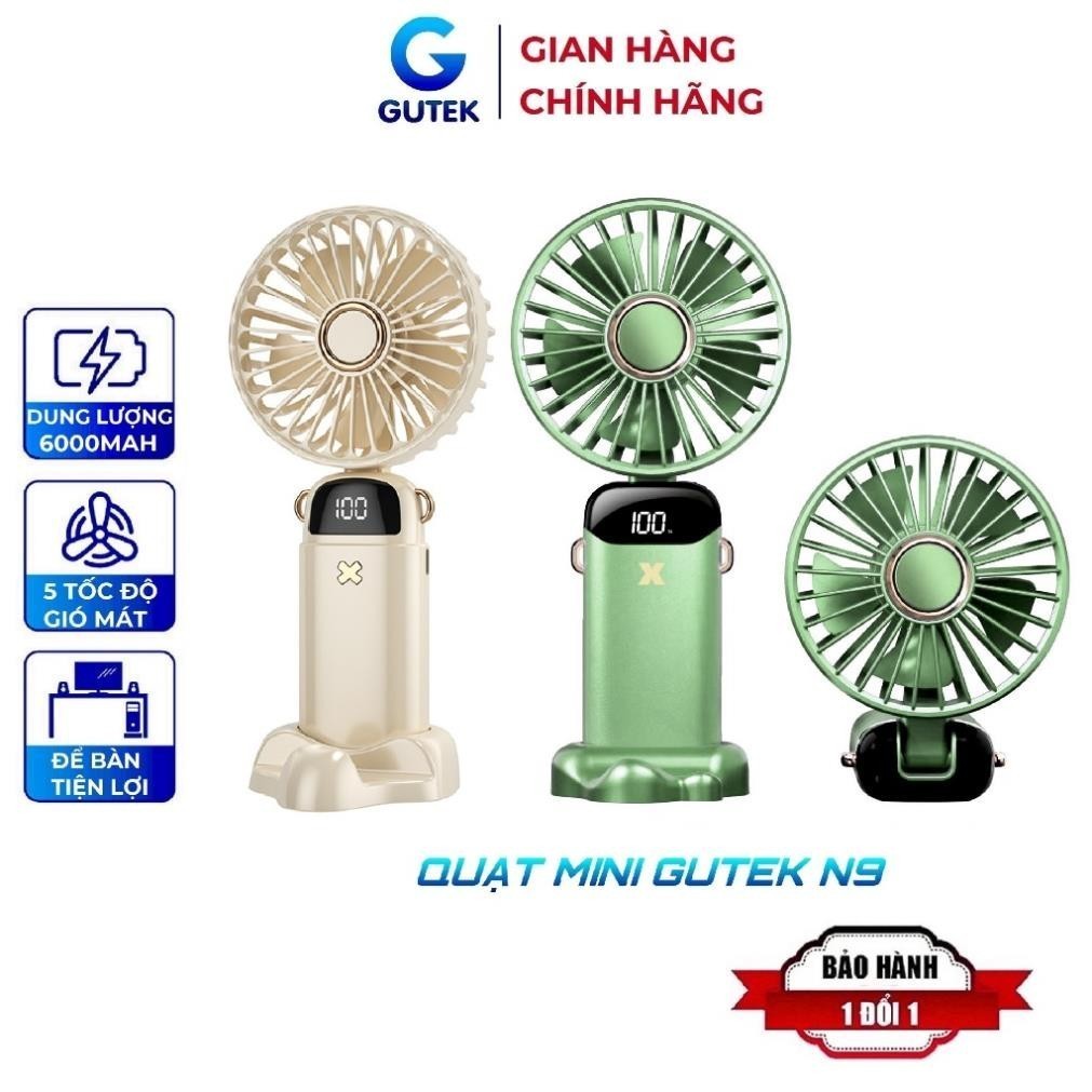 Quạt Cầm Tay Mini Gutek N9 5 Tốc Độ Gió Pin 6000mah Sạc Tích Điện Kèm ...