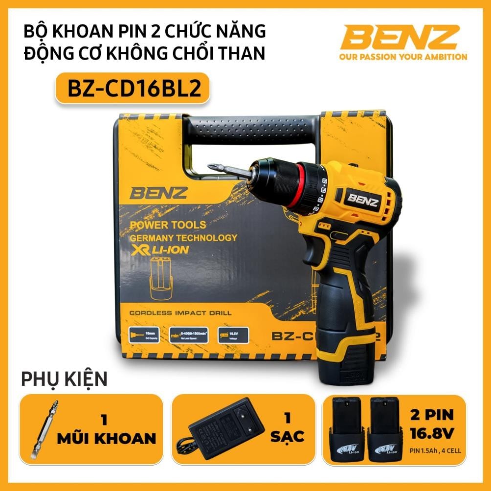 Máy Khoan Pin 2 Chức Năng BZ-CD16BL2 Lực Siết 40Nm Không Chổi Than ...
