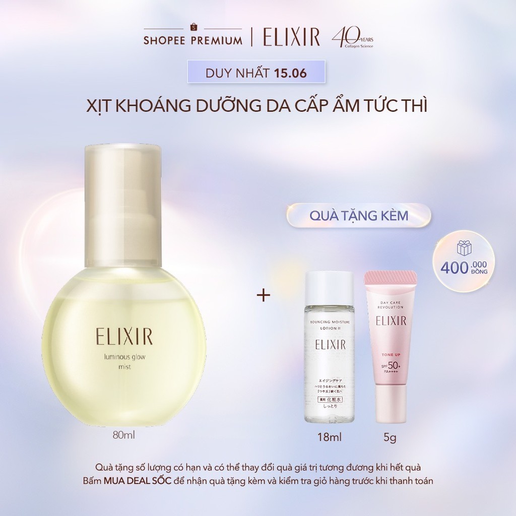 Xịt khoáng dưỡng ẩm tức thì Elixir Superieur Luminous Glow Mist 80ml | Shopee Việt Nam