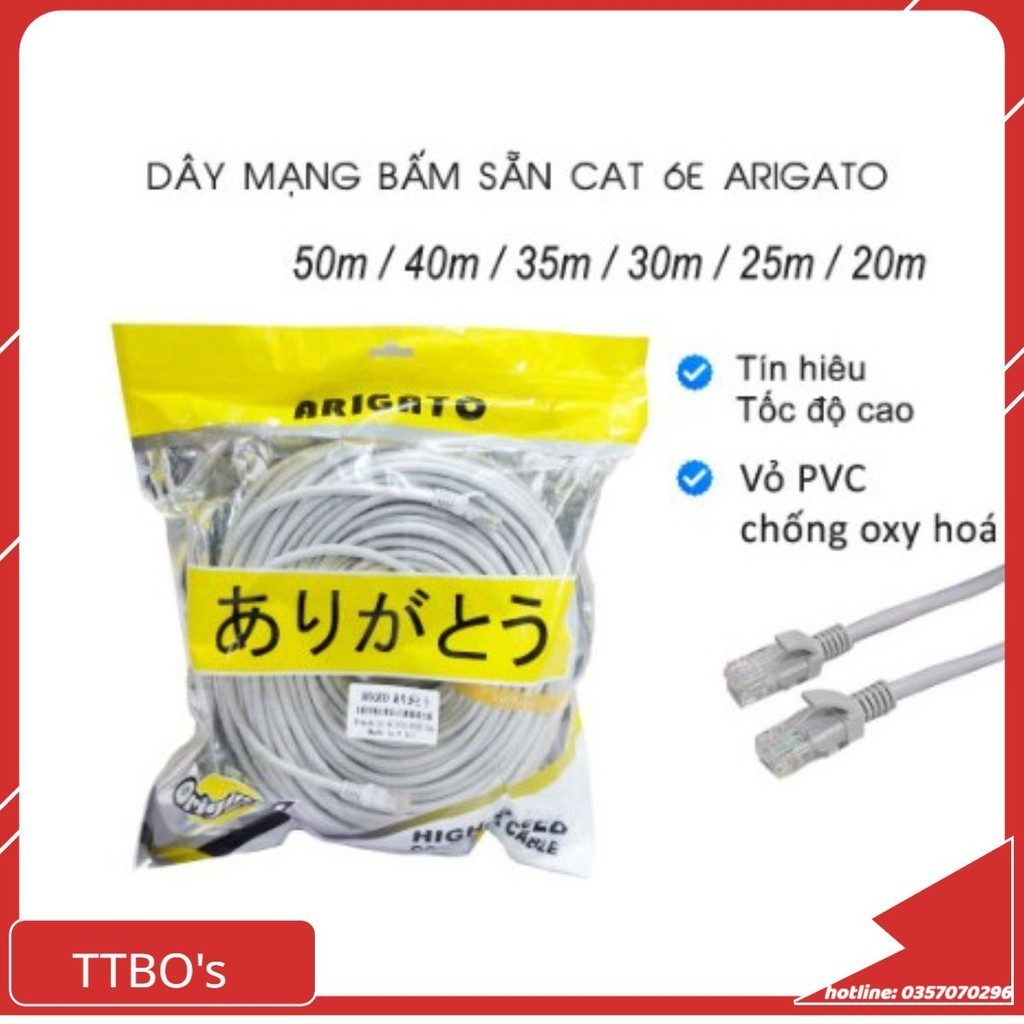Dây Mạng Bấm Sẵn Chuẩn Cáp CAT 6E Tốc Độ Cao Arigato 1.5m,3m,5m,10m chất liệu PVC chống oxy hóa ...