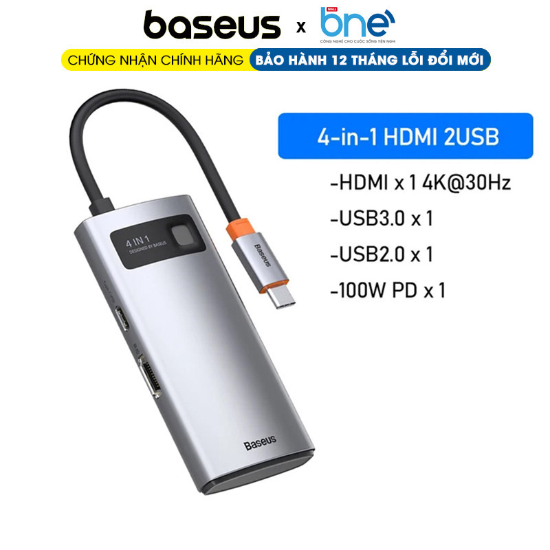 Bộ chuyển đổi hub baseus 4 in 1 typec to hdmi 4k usb 3.0 usb 2.0 pd ...
