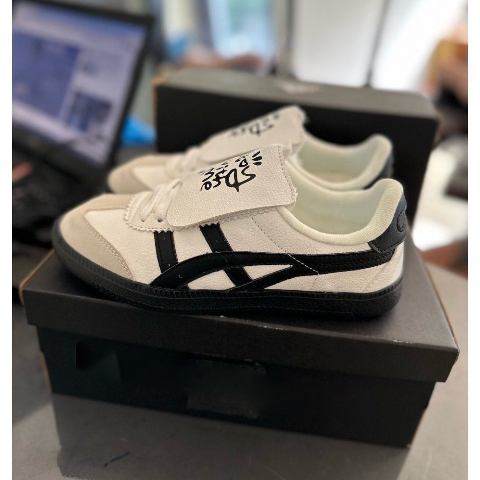 Giày O.ni.tsu.ka Tiger To.ku.ten Stay With Me Hồng_Custom White Black ...
