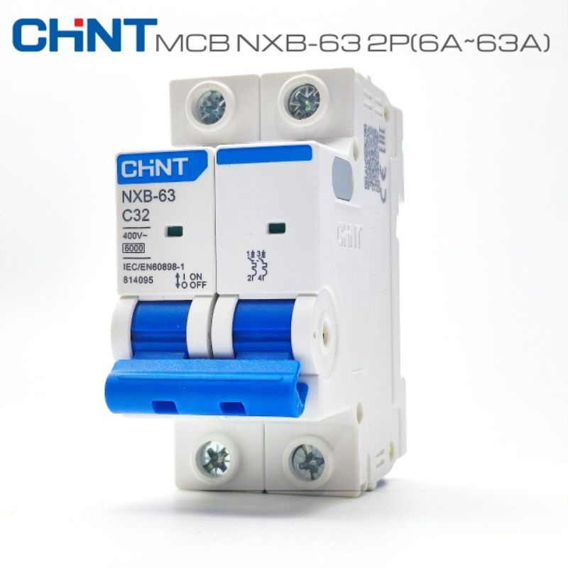 Aptomat MCB 2 Pha NXB-63 Chint 6A,10A,16A,20A,25A,32A,40A,50A,63A,80A,100,125A;Dòng Cắt 6KA~10KA ...