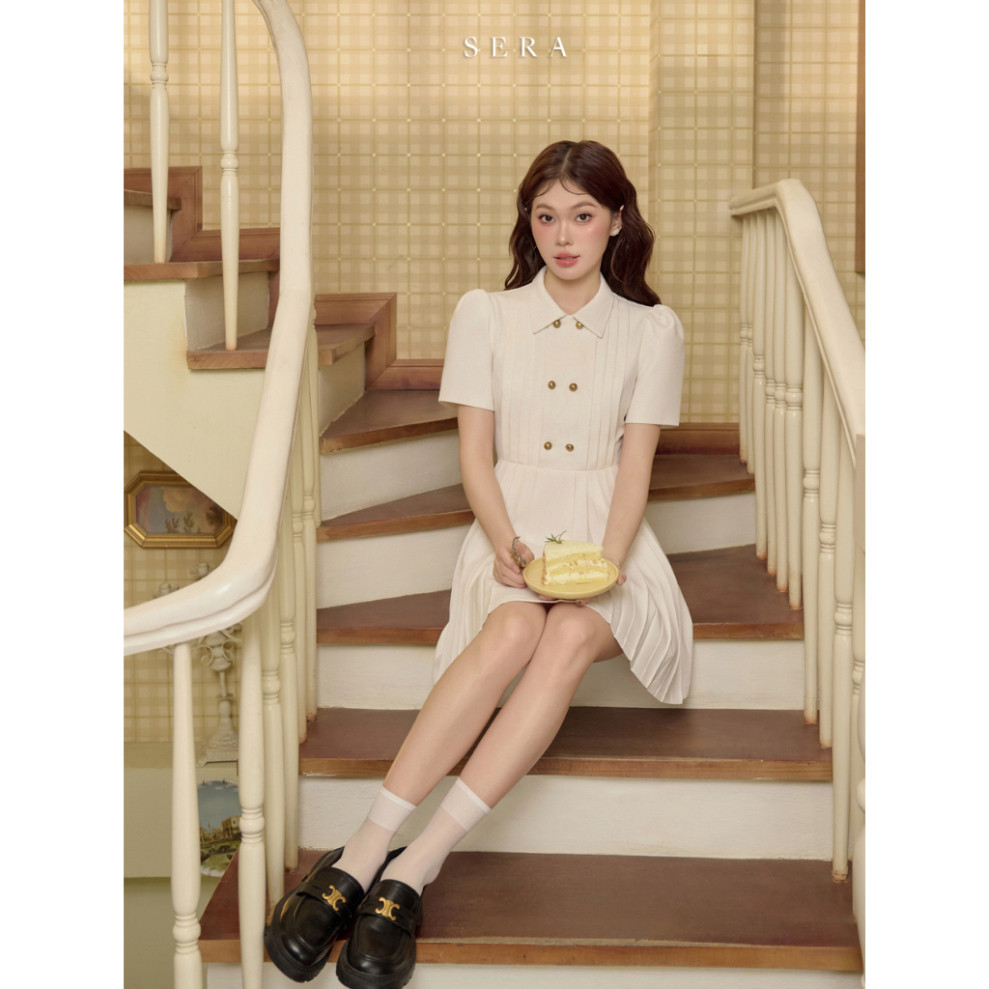 Váy Xếp Ly Đính Cúc Đồng Hanni - HM009 | Shopee Việt Nam