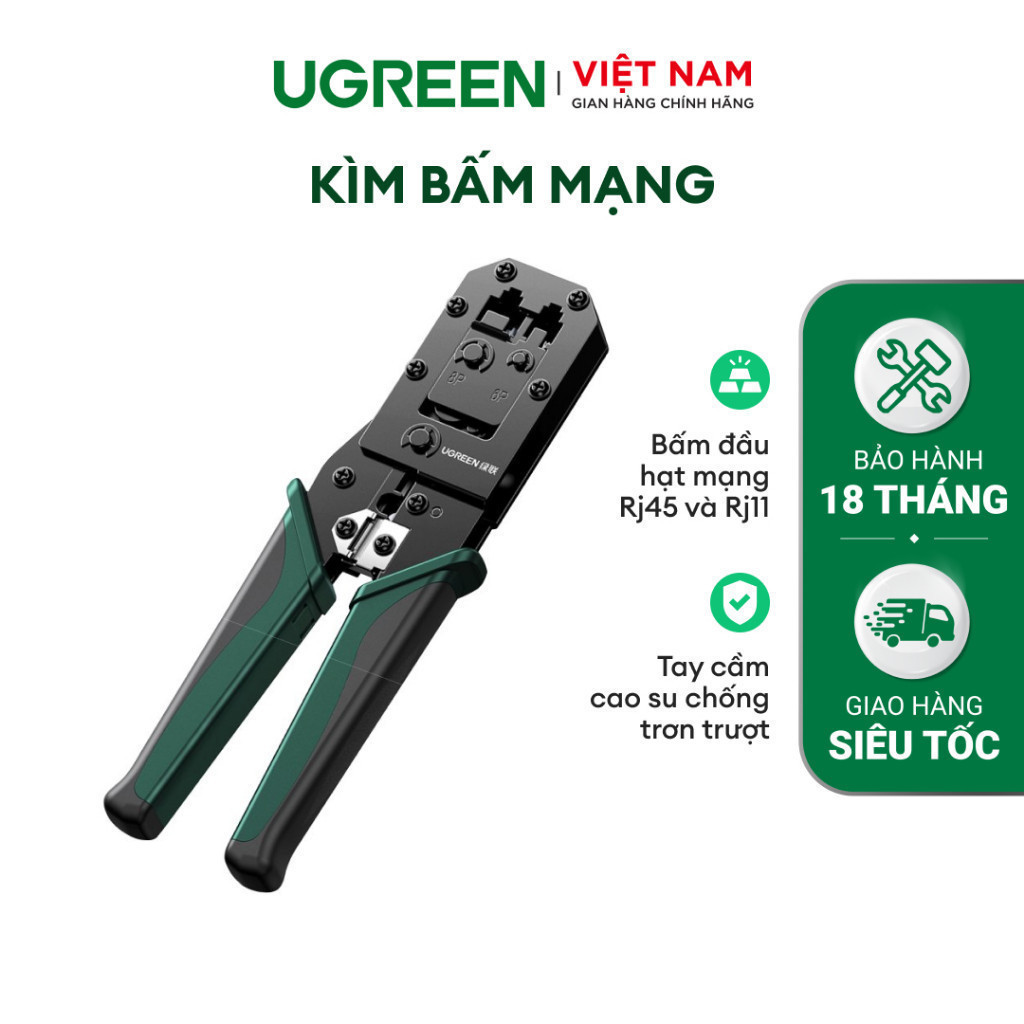 Kìm bấm mạng UGREEN | Bấm đầu hạt mạng Rj45 và Rj11 | Tay cầm cao su chống trơn trượt | Bảo hành ...