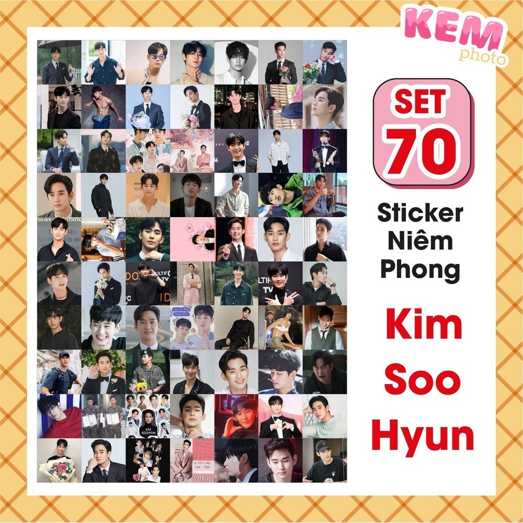 SET 70 sticker niêm phong KIM SOO HYUN - Đã cắt rời - Tem dán 4x4cm in ...