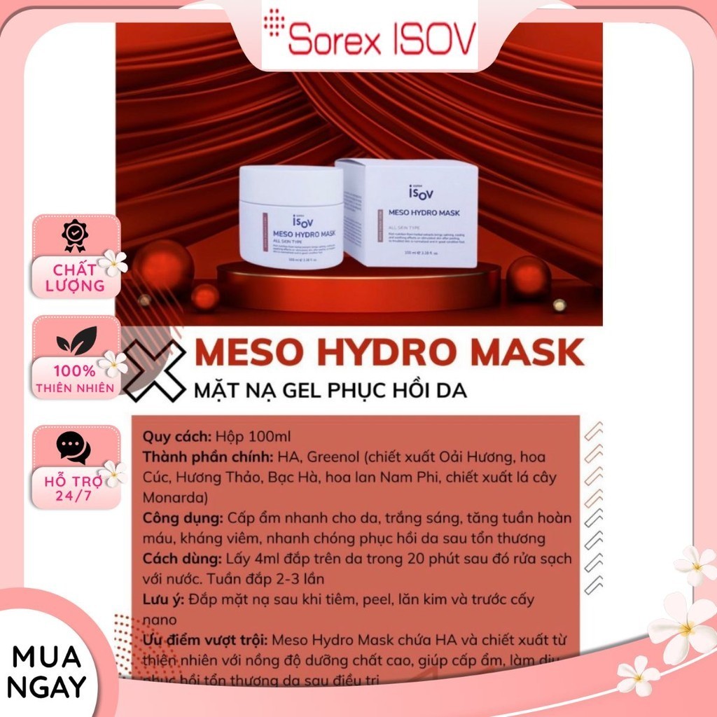 MESO HYDRO MASK ISOV - MẶT NẠ PHỤC HỒI TRẮNG SÁNG DA 100ML chứa HA căng ...