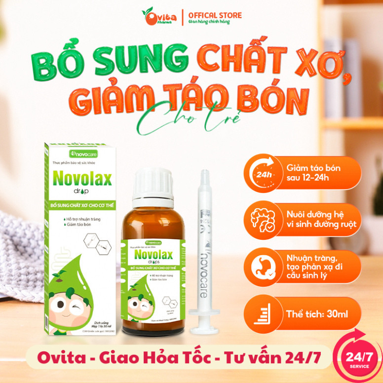 Novolax Drops giúp bổ sung chất xơ, giảm táo bón cho bé, tốt cho tiêu ...