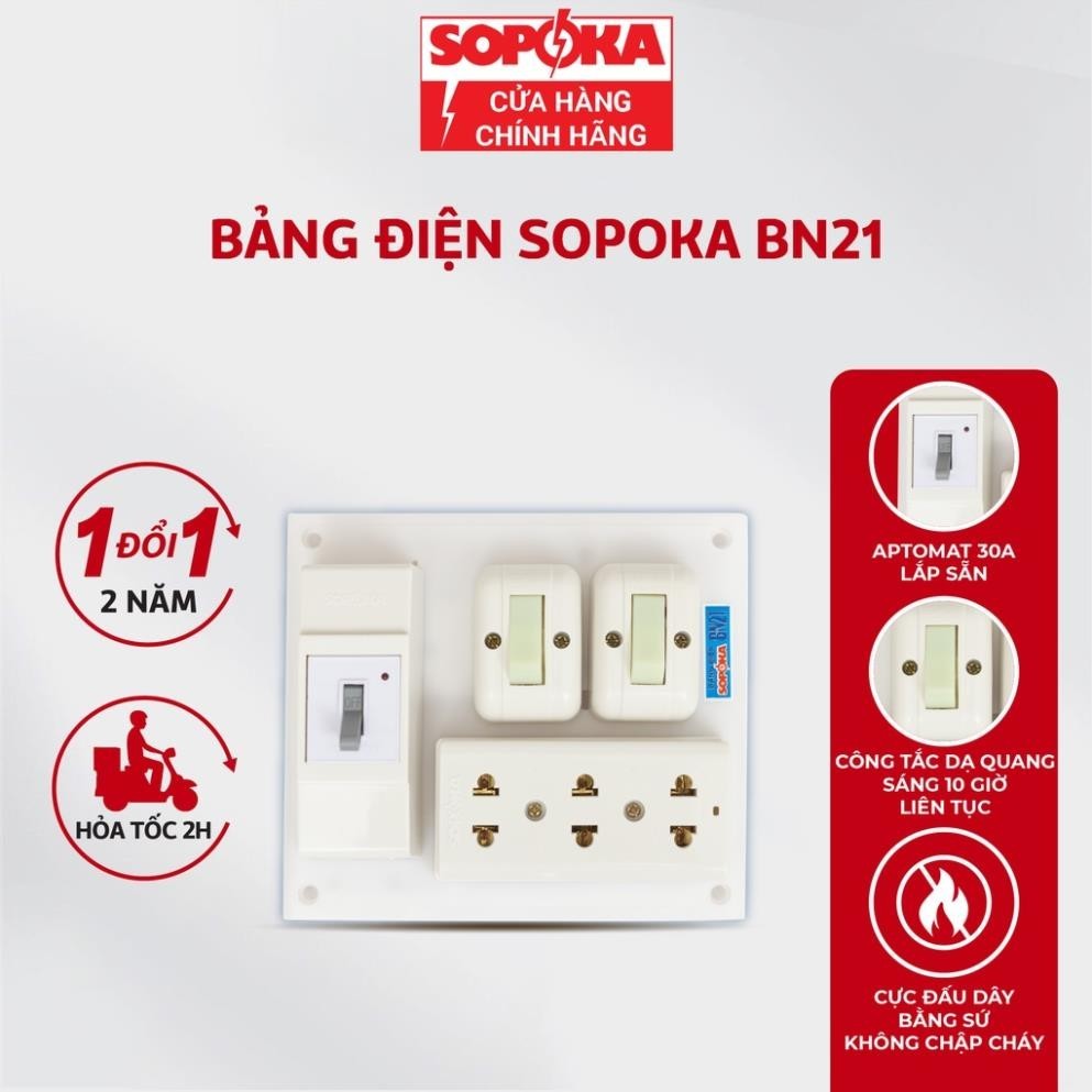 ocamdien.vn Bảng điện nổi SOPOKA BN21 3 ổ cắm, 2 công tắc,1 cầu giao ...