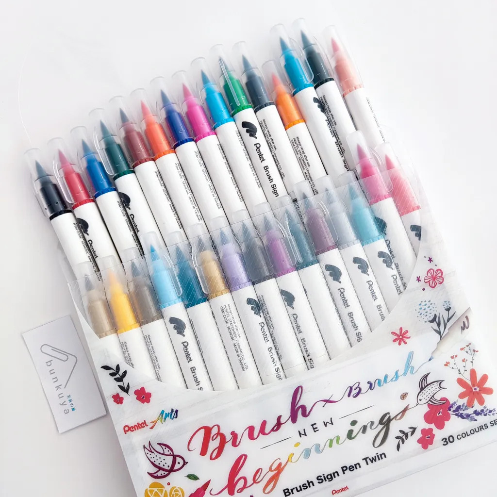 Bút Thư Pháp 2 Đầu PENTEL Brush Sign Pen Twin luyện viết Calligraphy ...