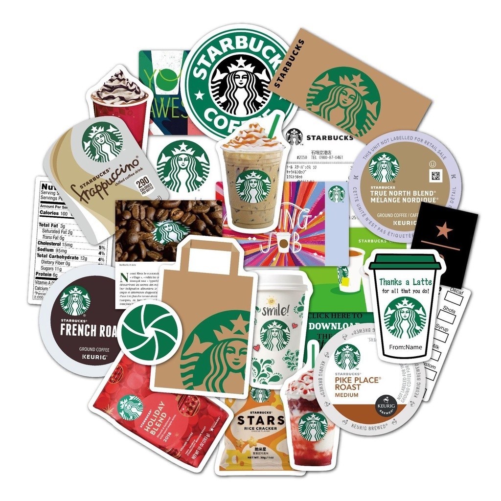 STICKER MUJI STARBUCKS Miếng dán trang trí sổ tay, laptop, vali, nón ...