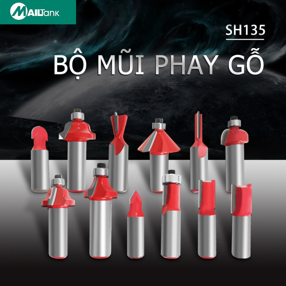 Lưỡi phay gỗ MAILTank SH135 máy khắc Lưỡi phay gỗ bộ 12 mũi phay 12.7mm ...
