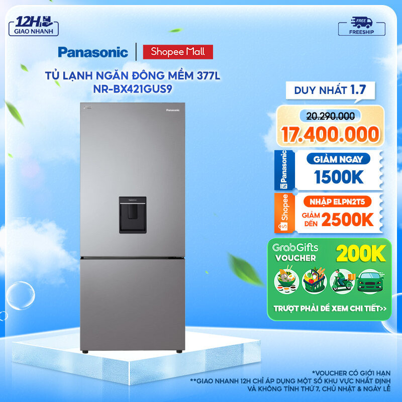 [Mã ELPN2T5 Giảm 20% tối đa 2TR5] Tủ lạnh Panasonic Ngăn đông mềm diệt ...
