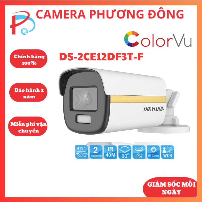 CAMERA HD-TVI ColorVu HIKVISION DS-2CE12DF3T-F 1080P CÓ MÀU BAN ĐÊM ...