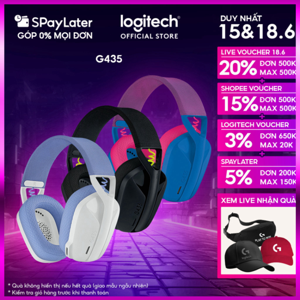 Tai nghe game Bluetooth và Lightspeed Logitech G435 Mic ảo tích hợp PC Mobile PS5 | Shopee Việt Nam