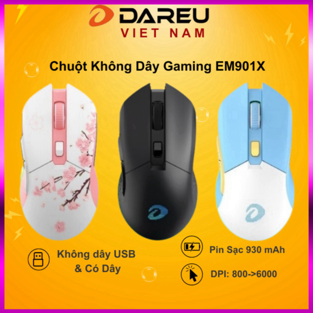 Chuột Gaming không dây Dareu EM901X RGB - SUPERLIGHT, Kèm dock sạc ...