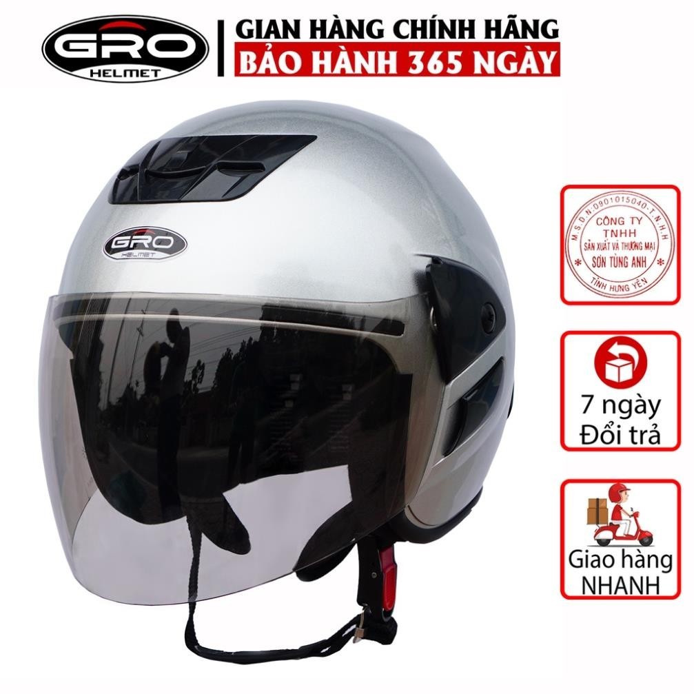 Mũ Bảo Hiểm 3/4 đầu GRO Helmet V2 có kính dài, kiểu dáng trẻ trung cho ...