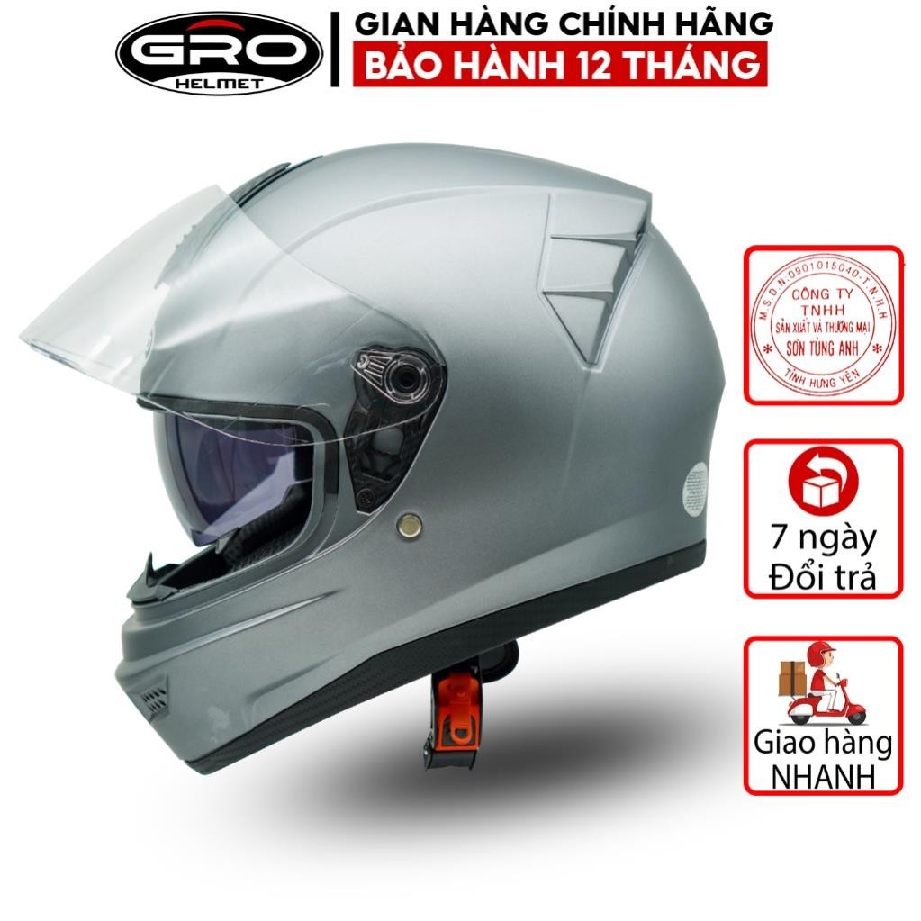 Mũ Bảo Hiểm Fullface GRO Helmet có kính chính hãng, thiết kế 2 kính ...