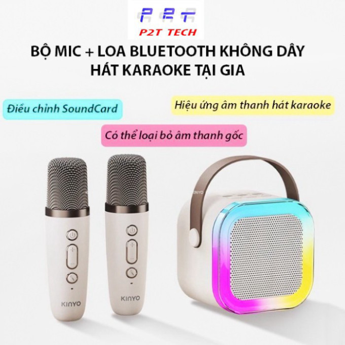 Loa bluetooth karaoke Kinyo K12 tặng kèm 2 mic và sticker,loa karaoke ...