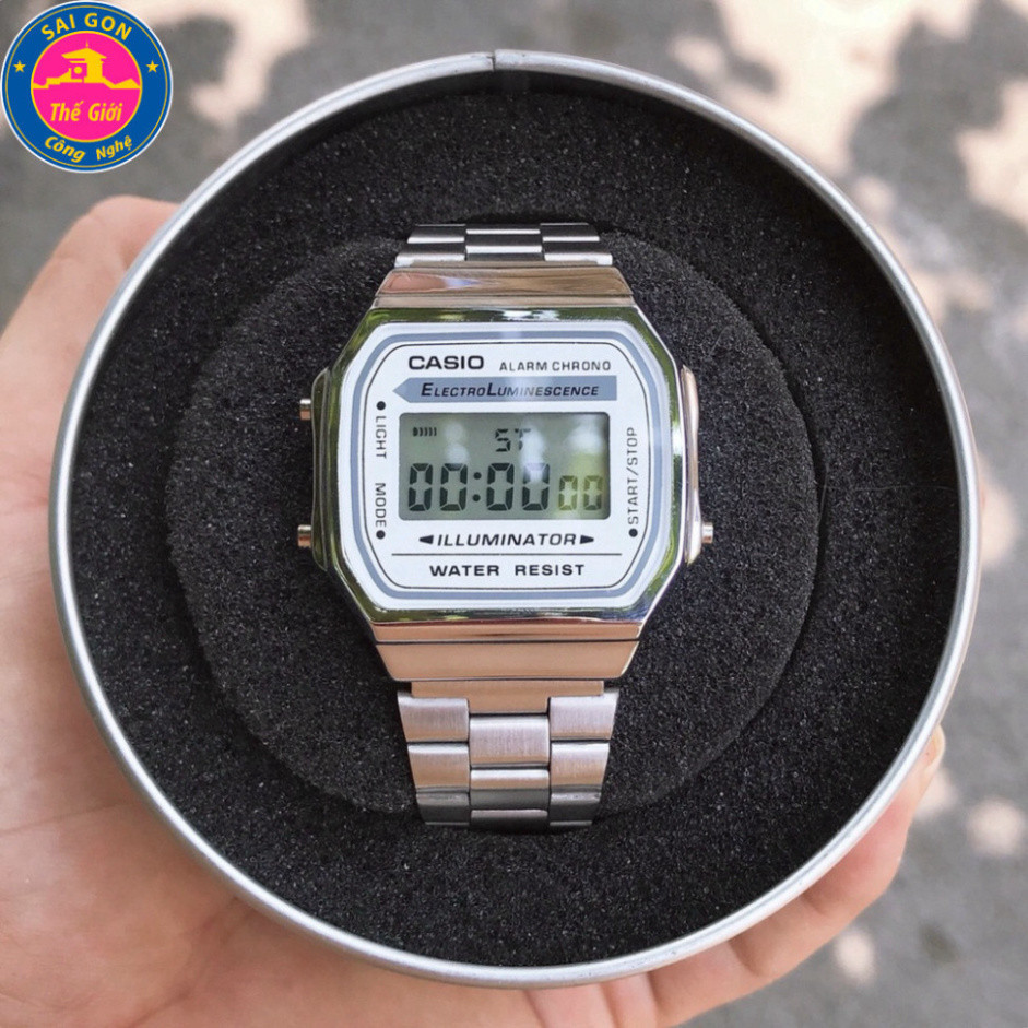 Đồng hồ nam Casio A168 thời trang cổ điển và lịch sự,đồng hồ casio điện tử chống nước, dây thép ...