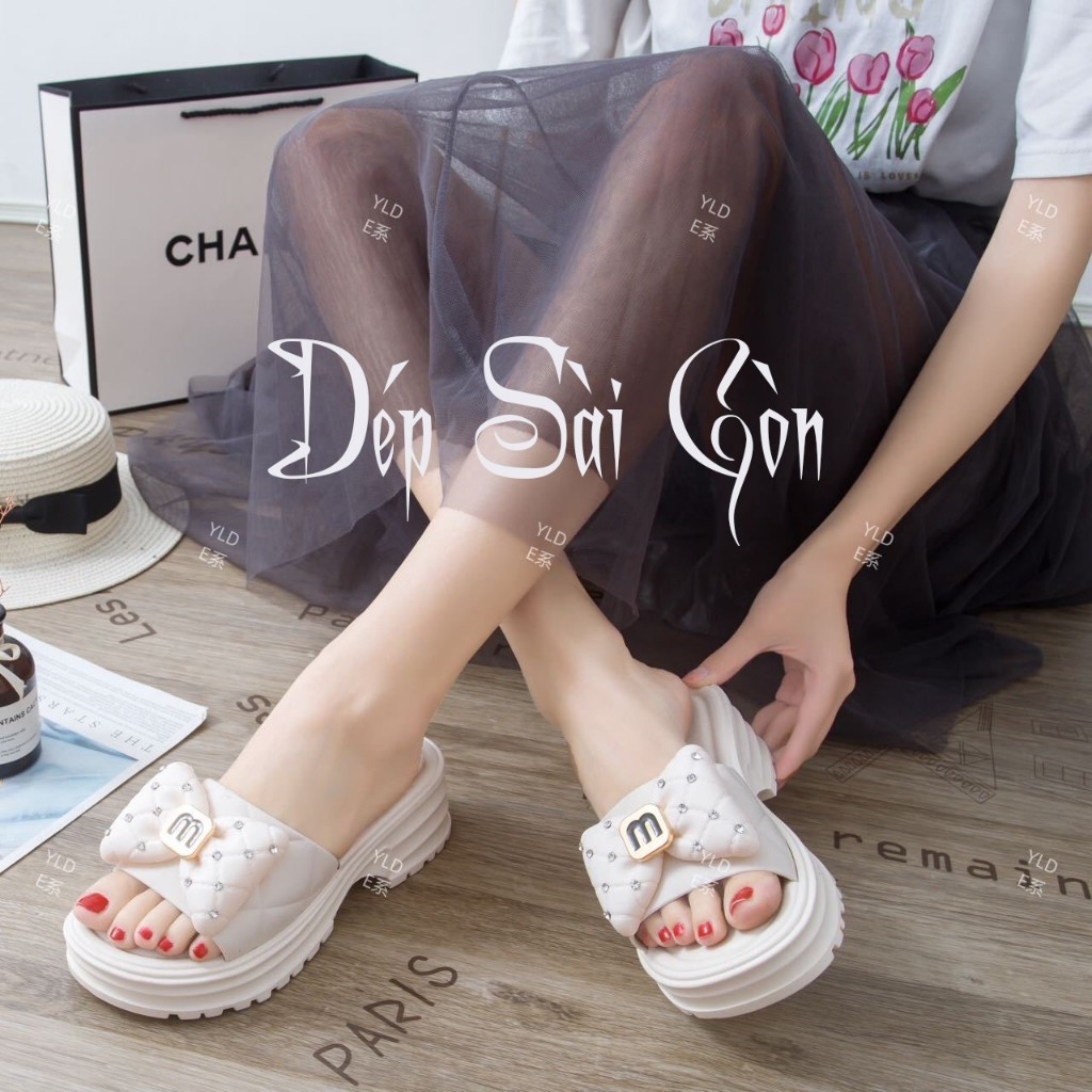 Dép Lê Phối Nơ Lainiki Tôn Dáng 5cm Hàng QC Loại 1 Cao Cấp Tôn Dáng Tôn ...