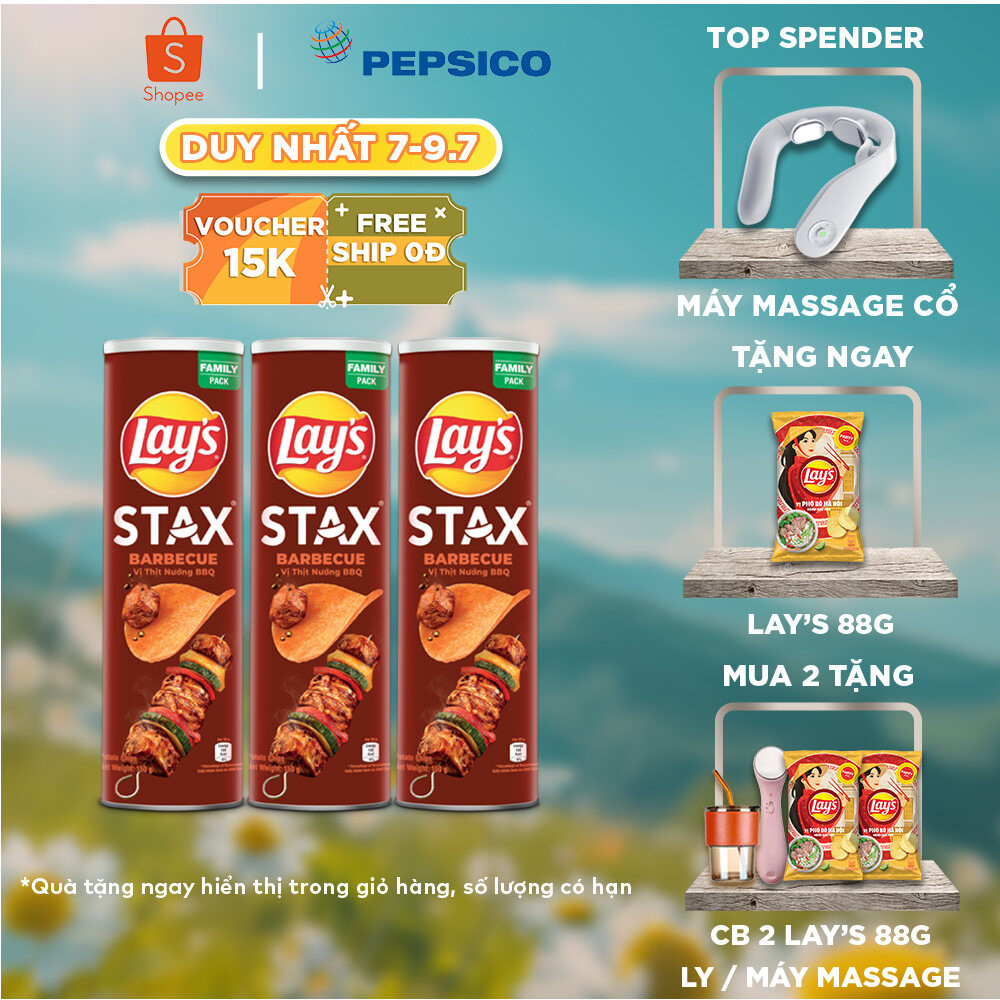 Combo 3 Lay's Stax Khoai Tay Mieng Vi Thit Nuong BBQ 150G | Shopee Việt Nam