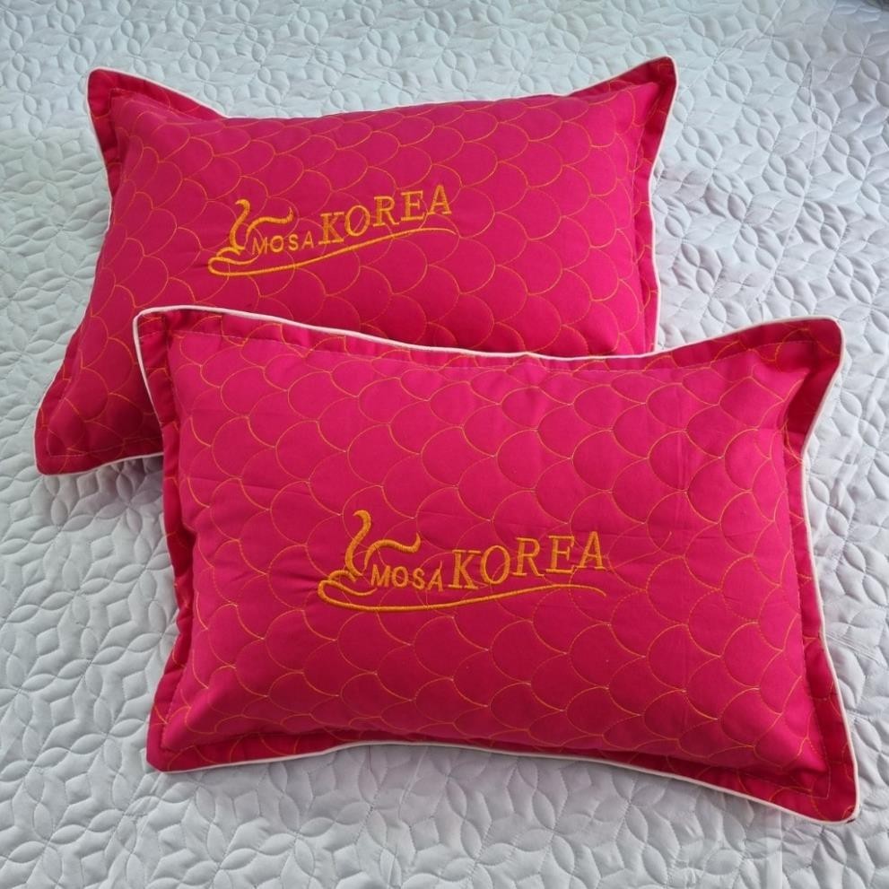 Vỏ gối cotton poly thêu chần bông dầy dặn loại 1, gối nằm người lớn kt ...