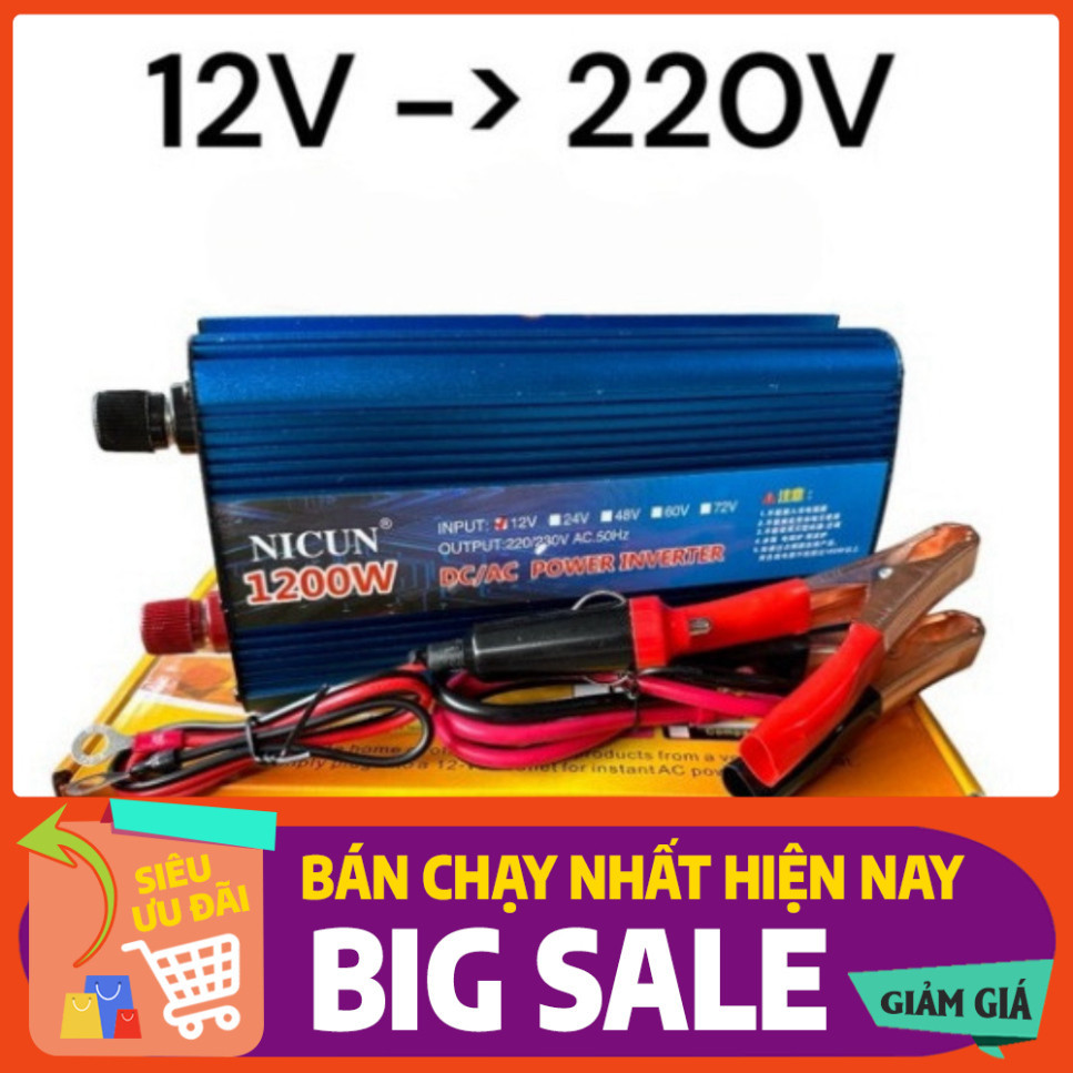 Kích Điện Inverter Nicun 12V lên 220V - Công Xuất 1500W Sin Chuẩn Bảo ...