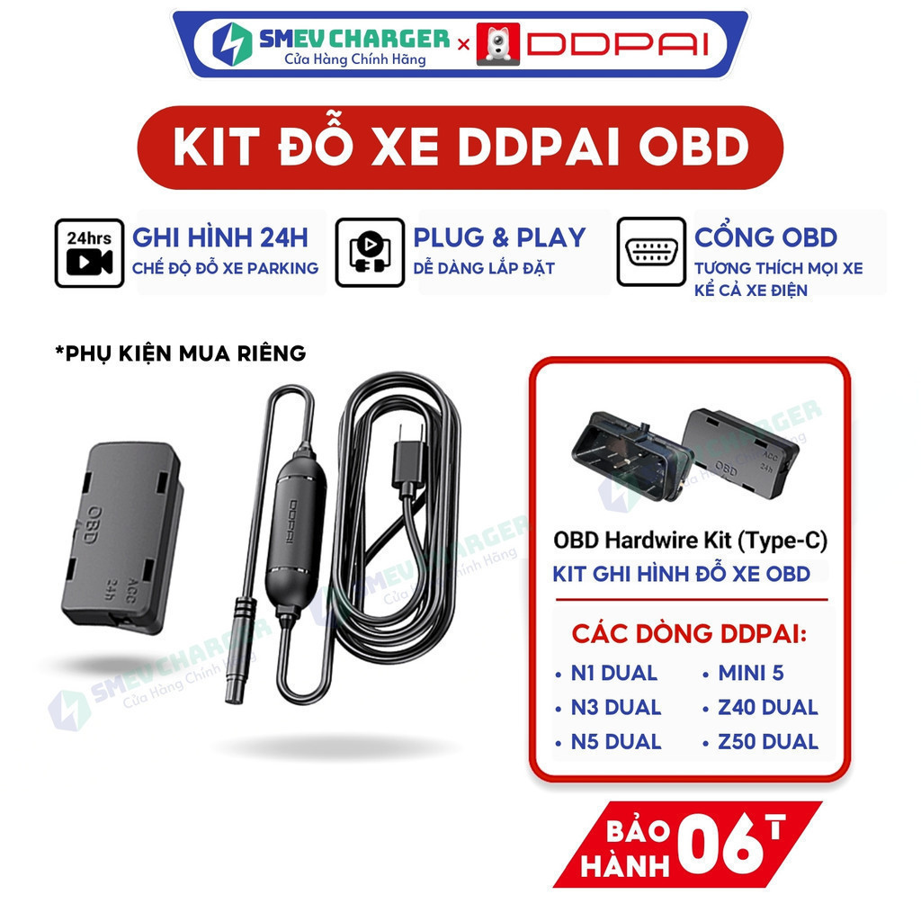 Kit Ghi Hình Đỗ Xe 24h DDPAI OBD Type C cho camera DDPai N5 DUAL/ Mini ...